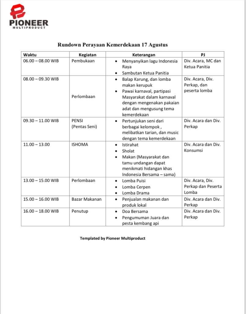 5+ Contoh Template Rundown Acara Yang Menarik & Benar - Pioneer ...